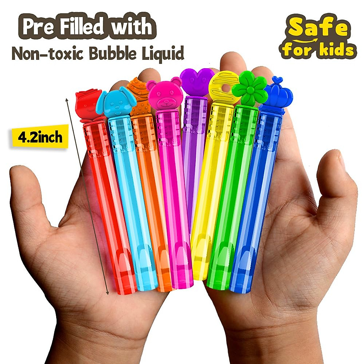 VKTEN 32Pcs Mini Bubble Wands Assortment 8 Styles 8 Colors Bubble Party Favors for Kids, Bubbles for Kids, Birthday Party Favors, Bath Time, Classroom Prizes Gifts Stocking Stuffers for Girls Boys