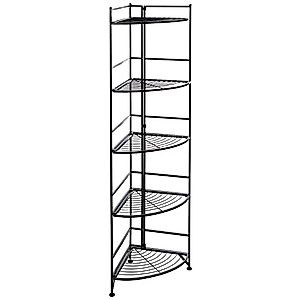 Convenience Concepts Xtra Storage 5 Tier Folding Metal Corner Shelf, Black