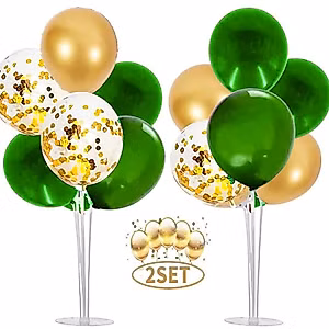 Graduation Decorations 2023 Green Gold/Green Gold Balloons/Green Gold Birthday Party Decorations 2 Set Table Centerpiece Balloons Stand Kit 15pcs for Summer Spring Green Gold Party Decorations