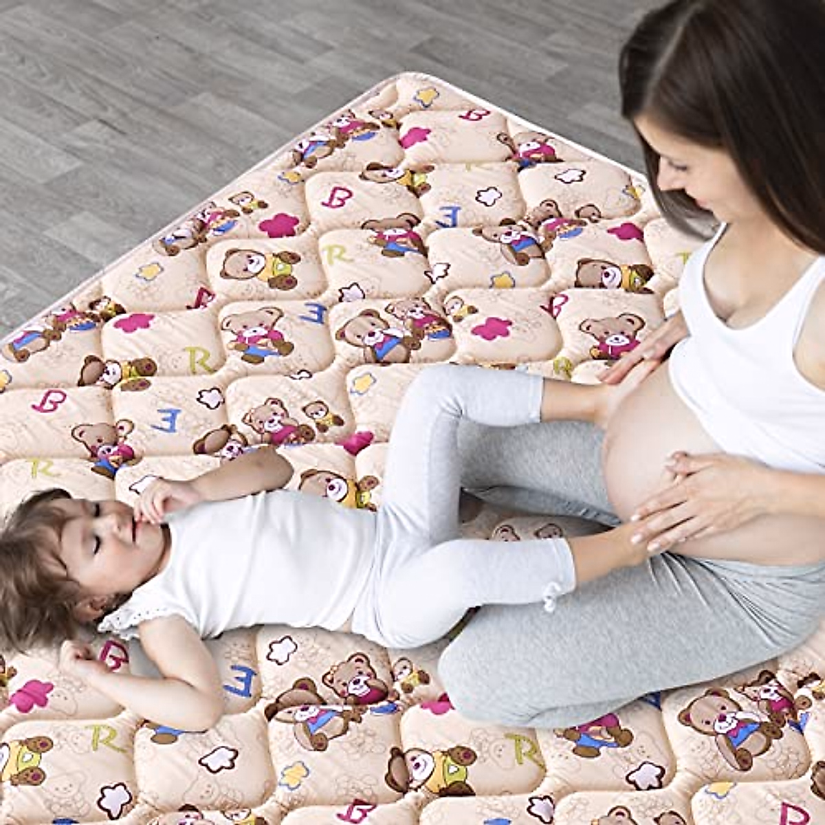 Vibe bear Baby Play Mat 71" X 59", Premium Thicker Foam One-Piece Crawling Mat, Extra Large Anti- Slip Crawling Mat Activity Playmats for Babies,Toddlers, Infants, Play & Tummy Time