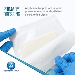 Dynarex DynaGinate Calcium Alginate Wound Dressing - Sterile, Non-Stick Topical Wound Pads - Absorbent Gel Patches For Moderate To High Exuding Cuts - For Medical & Home Use - 4"x 8", 12 Boxes of 5