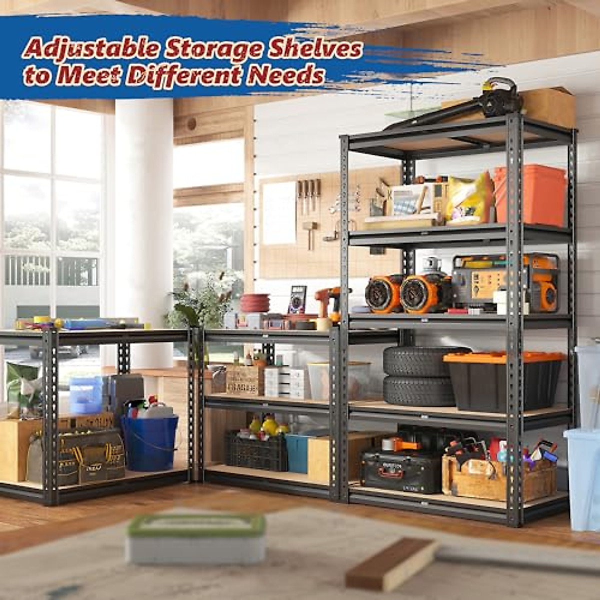 REIBII Storage Shelves Heavy Duty,5 Tier Adjustable Metal Shelving Unit Utility Rack Shelf for Garage Pantry Warehouse Closet Kitchen 12" D x 28" W x 60" H