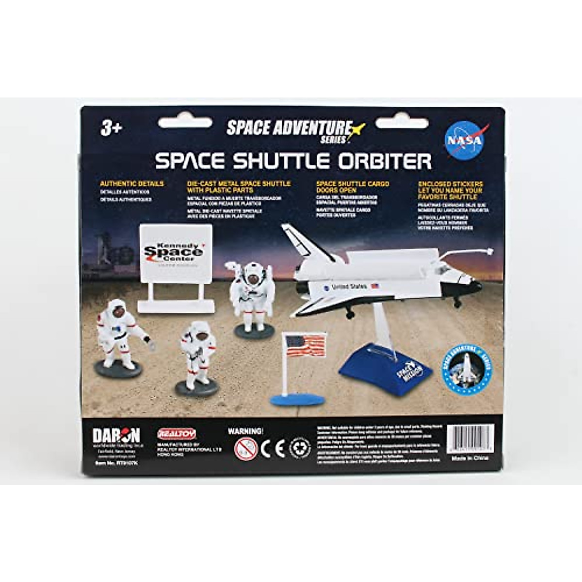 Daron Worldwide Trading Inc. Space Shuttle with Stand 3 Astronauts, American Flag and Kennedy Space Center Sign