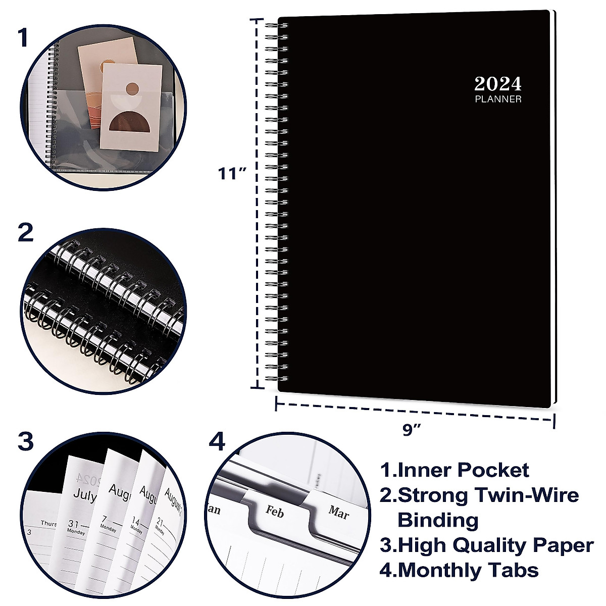 Planner 2023 - Weekly and Monthly Planner 2023, 9” × 11”, Planner 2023 from Jan 2023 to Dec 2023, Inner Pocket, Premium Paper, Twin-wire Binding, Make Your Life Productive