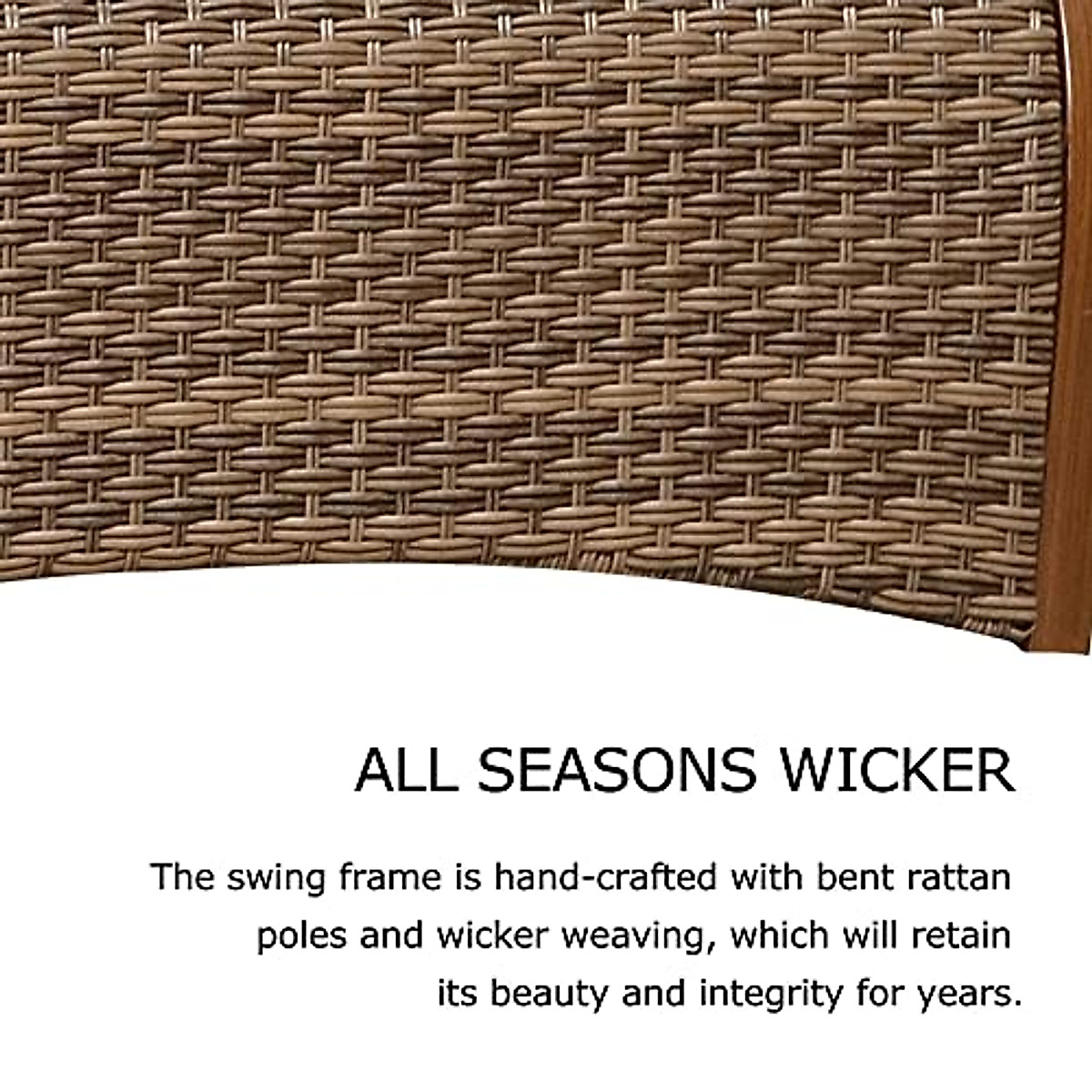 PURPLE LEAF Patio Porch Swing Chair with Canopy 2 Person Hand-Woven Wicker Outside Glider w/Solar LED Light and Cushions for Backyard Loveseat Bench Outdoor Hamock Swinging Chairs