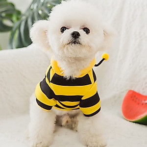 Pet Funny Hoodie Ugly Christmas Sweater Cold Weather Warm Coat for Puppy Small Dog Halloween Party Costume Cute Hoodie (X-Small, Yellow Bee)