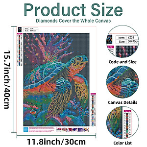 Aestalrcus Sea Turtle Diamond Painting Kits for Adults-Sea Turtle Diamond Art Kits for Adults,Sea Turtle Gem Art Kits for Adults for Gift Home Wall Decor 12x16inch