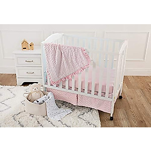American Baby Company Heavenly Soft Minky Dot 3-Piece Mini/Portable Crib Bedding Set, Pink, for Girls