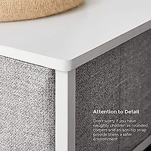 SONGMICS Storage Chest Dresser 5 Fabric Drawers Closet Apartment Dorm Nursery, 33.5 x 11.8 x 27.6 Inches, Light Gray