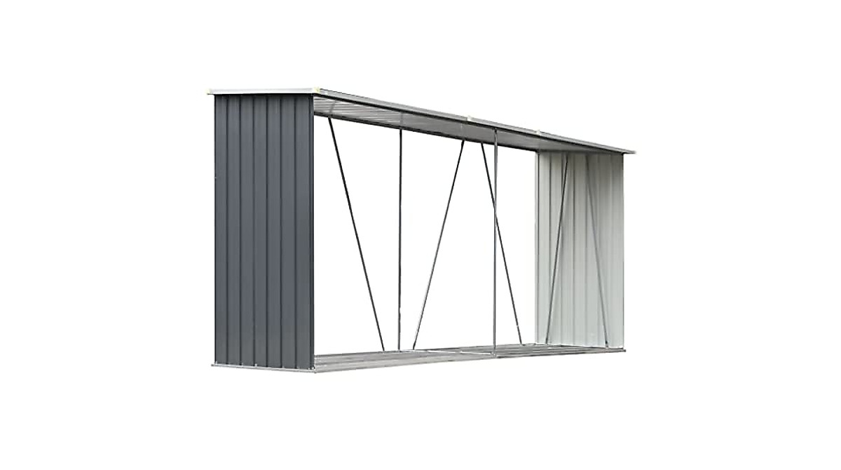 ANNLERA Galvanized Steel Garden Log Storage Shed