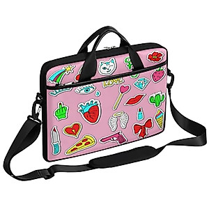 Strawberry Cat Laptop Computer Bag Waterproof Shoulder Messenger Bag 13-15 inch Durable Laptop Tote Bag with Shoulder Strap Handle Lightweight Crossbody Briefcase