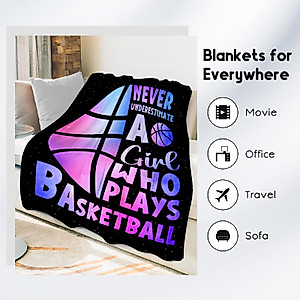 Basketball Blanket for Girls, Basketball Gifts for Girls Basketball Lovers, Sport Throw Blankets for Team Daughter & Her, Girls Basketball Gifts for Couch Sofa Home Decor (40x50 Inch)