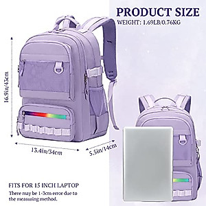 Lanola Laptop Backpack,Business Travel Anti Theft Durable Laptops Backpack,Water Resistant College School Computer Bag for Women & Men Fits 15.6 Inch Laptop and Notebook - Purple