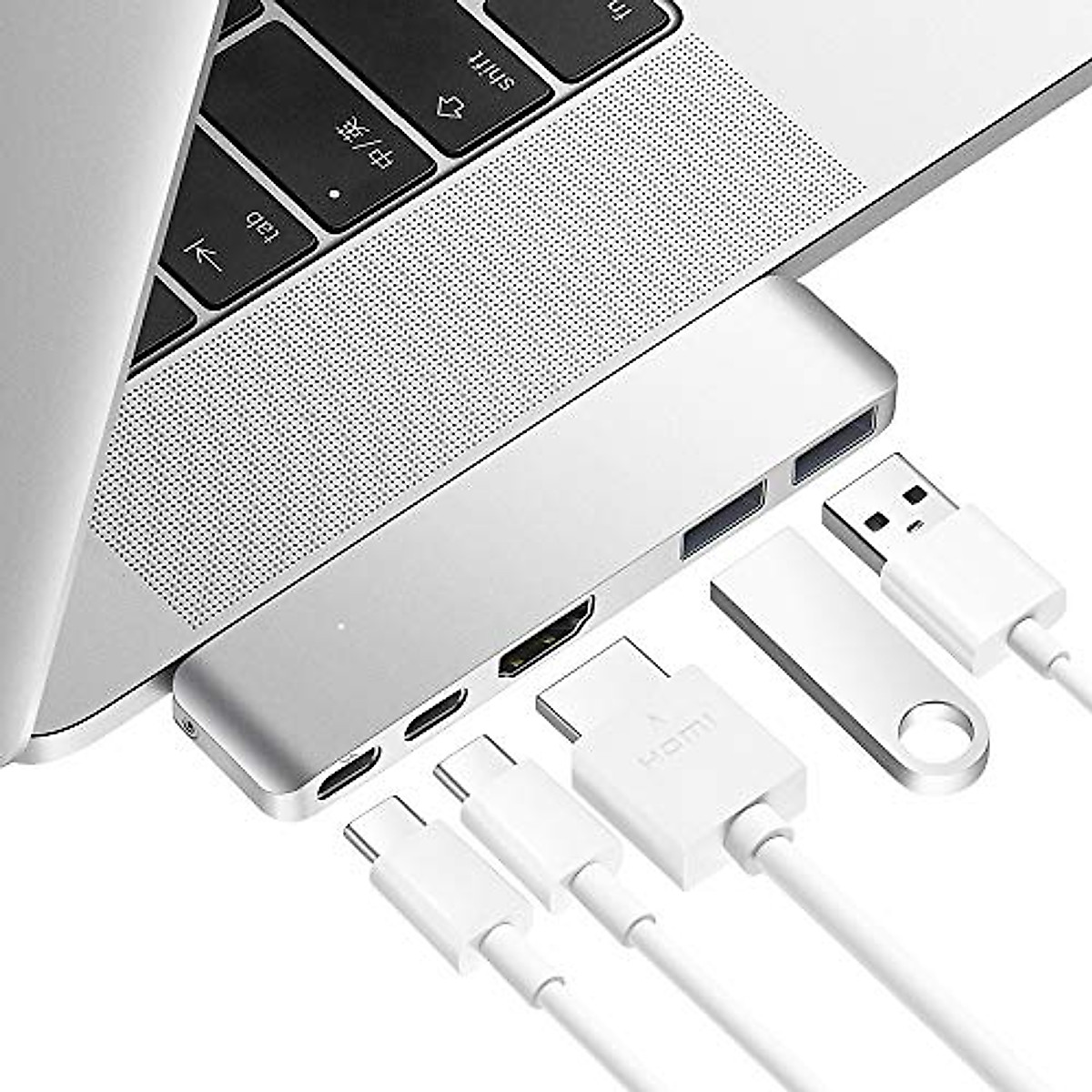 Purgo Mini USB C Hub Adapter Dongle for MacBook Air 2022-2018 and MacBook Pro 13 M2 2022-2016, MacBook Air USB Adapter with 4K HDMI, 100W PD, 40Gbps TB3 5K@60Hz, USB-C and 2 USB 3.0