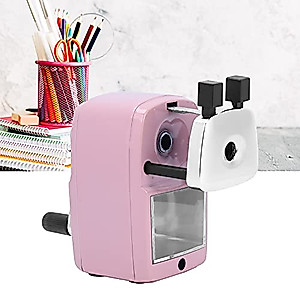 Pencil Sharpener, 8mm Diameter Manual Desk Pencil Sharpener Portable Professional Sketch Pencil Sharpener with Bracket for Kids School Classroom Home (Pink)