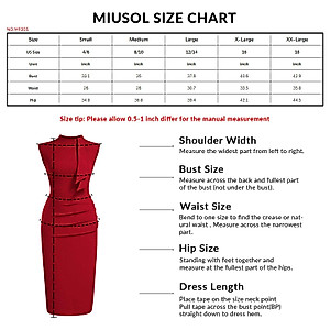 Miusol Women's Retro 1950s Style Half Collar Ruffle Cocktail Pencil Dress (Large,Red)