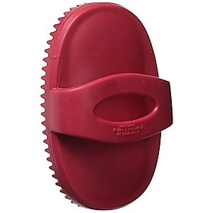 Le Salon Essentials Rubber Curry Grooming Brush with Loop Handle, Red