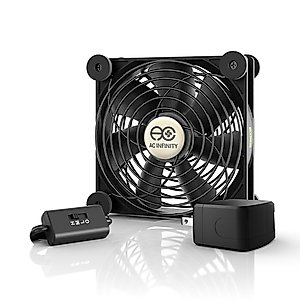AC Infinity MULTIFAN S3-P, Quiet 120mm AC-Powered Fan with Speed Control, UL-Certified for Receiver DVR PlayStation Xbox Component Cooling
