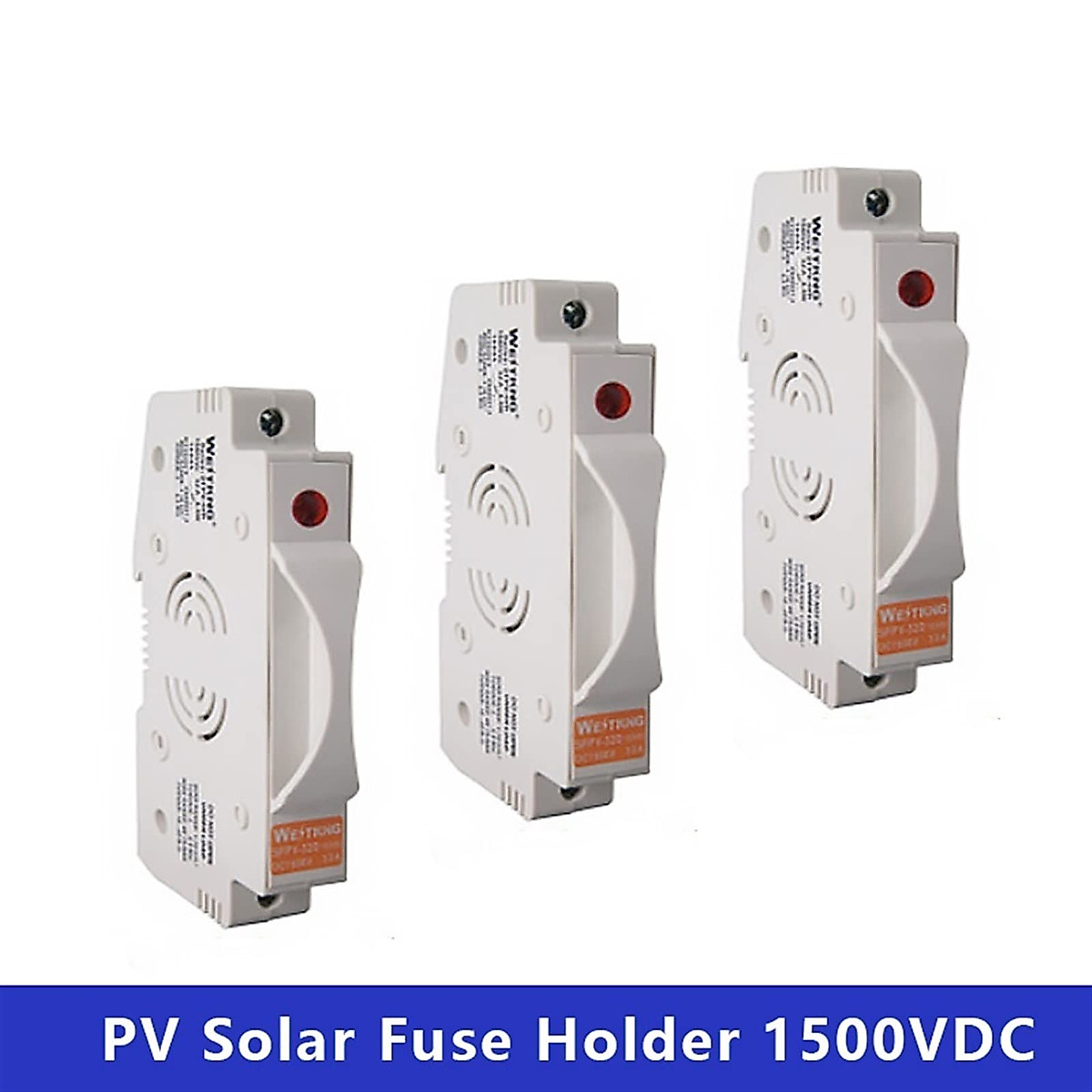 BASNI 5Pcs PV Solar Fuse Holder 1500VDC High Pressure Current Limit for Photovoltaic System Combiner Box Safety Protection