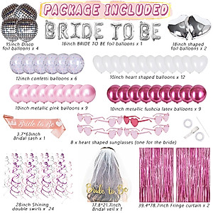 jollylife Bachelorette Party Decorations - Bridal Shower Decor Include Sash Veil Foil Curtains Balloons Hanging Swirls Sunglasses for Bride To Be Party Supplies