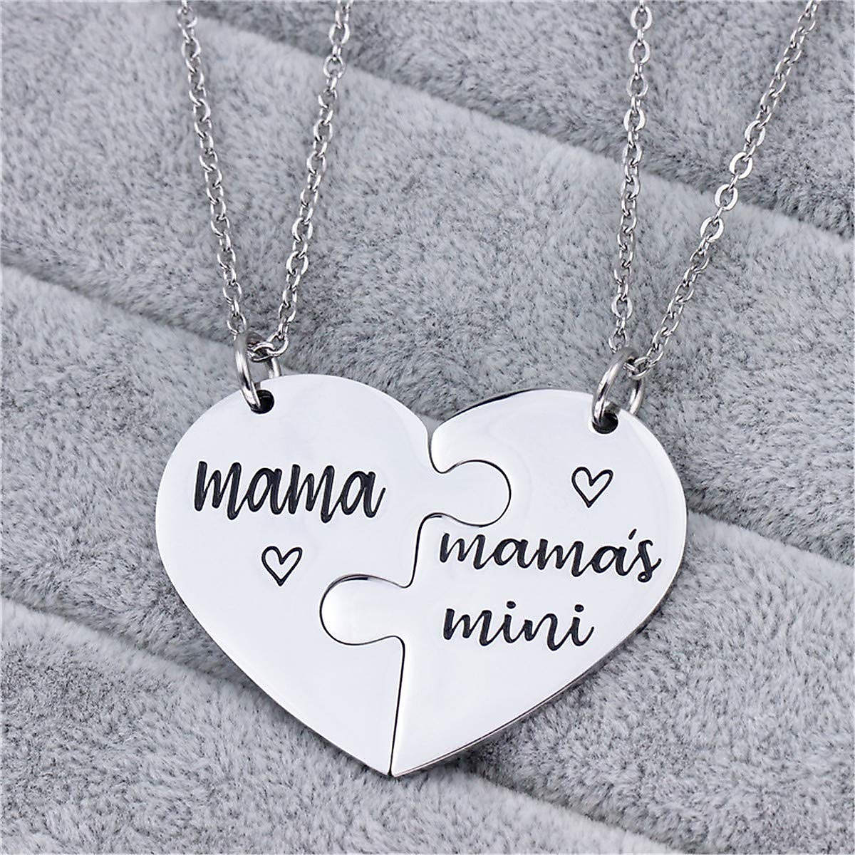 Nanafast 2 PCS Mother Daughter Necklaces Adjustable Stainless Steel Matching Heart Necklace Set Mother’s Day Valentines Gifts for Couples Mom and Daughter - mama