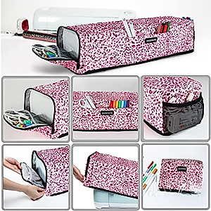 BAGSPRITE Cover for Cricut Maker, Maker 3， Explore 3, Explore Air 2, Cricut Dust Cover with Pockets for Tool Set Cricut Accessories (Rose Red)
