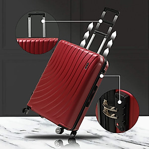 M Camel Mountain Luggage Sets 3 Piece Lightweight Durable Expandable Hard Shell Suitcase Set with TSA Lock Double Spinner Wheels (Red)