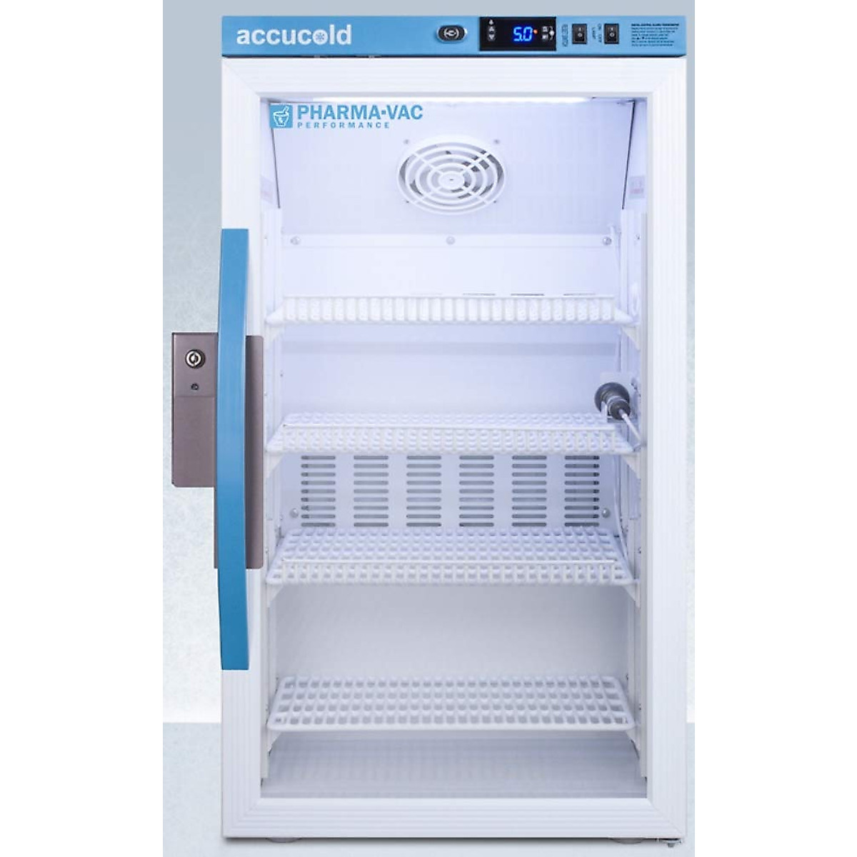 Summit Appliance ARG3PV Pharma-Vac Performance Series 3 Cu.Ft. Counter Height Commercial Vaccine All-Refrigerator with Glass Door, Automatic Defrost, Digital Thermostat and White Cabinet
