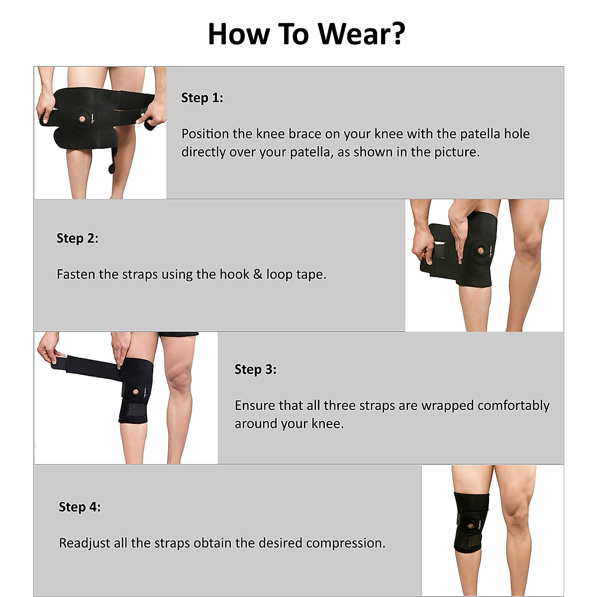 Wonder Care Knee Brace for Knee Pain Relief Open Patella Support for Arthritis, Meniscus Tear, Ligament Tear, Sports Injury, Neoprene Gym Knee wrap for Men and Women (Universal Size: 14.8"-22")