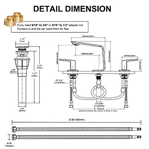 CEINOL Bathroom Sink Faucets 3 Hole, Matte Black Bathroom Faucets 8 Inch, Bathroom Faucet with Pop Up Drain and Hose Widespread Modern RV