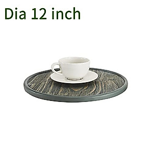 12" Solid Wood Lazy Susan Turntable for Cabinet, Spice Storage Tray for Pantry, 360 Degree Rotating Tray Spine for Pantry, Counter Top,Kitchen Rustic Ash