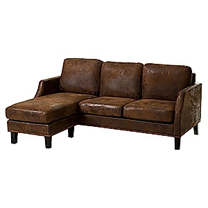 Abbyson Living Henry Reversible Sofa - Traditional Design, Fabric, Brown