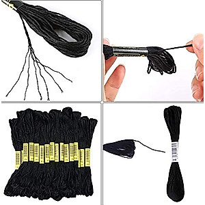 Cldamecy Black Embroidery Floss,26 Skeins Embroidery Threads for Cross Stitch,Friendship Bracelets String,and DIY Art Craft ,with 10 PCS Floss Bobbins