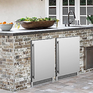 Coolski 24 Inch Beverage Refrigerator Cooler, Stainless Steel Outdoor Refrigerator for 180 Cans, Built-in and Freestanding Under Counter Beverage Fridge for Patio Home Kitchen, ETL, DOE, NSF Approved