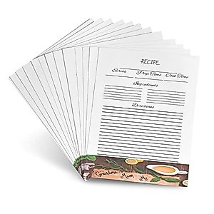 Recipe Cards Full Page 8.5x11 | Clear Page Protectors | 25-Pack | Make Your Own Recipe Card Binder | fit 3 Ring Binder | Create Recipe Organizer Book | Double-Sided Thick Cards,