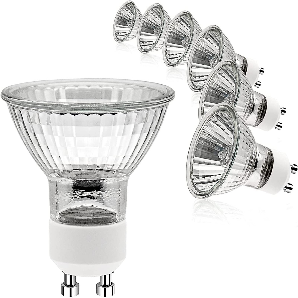 ETUOLMP GU10 Halogen Light Bulbs 2 Pin, 6 Pack GU10 Bulb Warm White, Dimmable GU10+C 120V 50W Bulb for Wax Warmer Bulbs, Track Light Bulbs, Range Hood Light Bulbs, Candle Warmer Light Bulbs