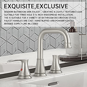 ARRISEA Bathroom Faucets for Sink 3 Hole Brushed Nickel Bathroom Sink Faucet with Pop-up Drain and Built-in Strainer, 8 Inch Wide-Spread Faucets for Bathroom Sink 3 Hole, BF057-1-BN