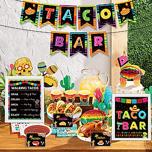 Taco Bar Decoration Kit, Mexican Fiesta Party Decorations Taco Bar Banner Sign Tent Garland for Cinco De Mayo Fiesta Mexican Theme Party Bachelorette Bridal Shower Wedding Birthday Taco Party Supplies
