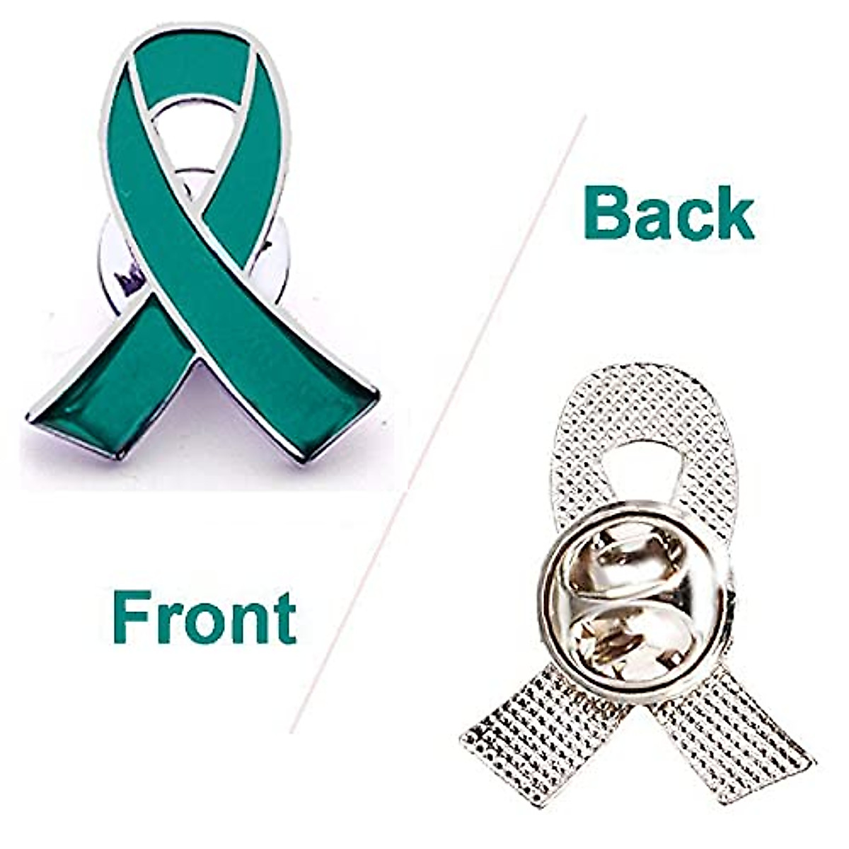 25pcs Teal Ribbon Awareness Lapel Pins Cervical Ovarian Cancer Awareness Products