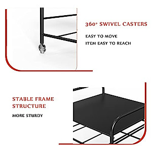 DHMAKER Mini Fridge Stand with Storage, 2 Drawer Fridge Organizer with Metal Frame, Over Refrigerator Stand with 4 Swivel Wheels, Microwave Fridge Cart for Doorm Kitchen