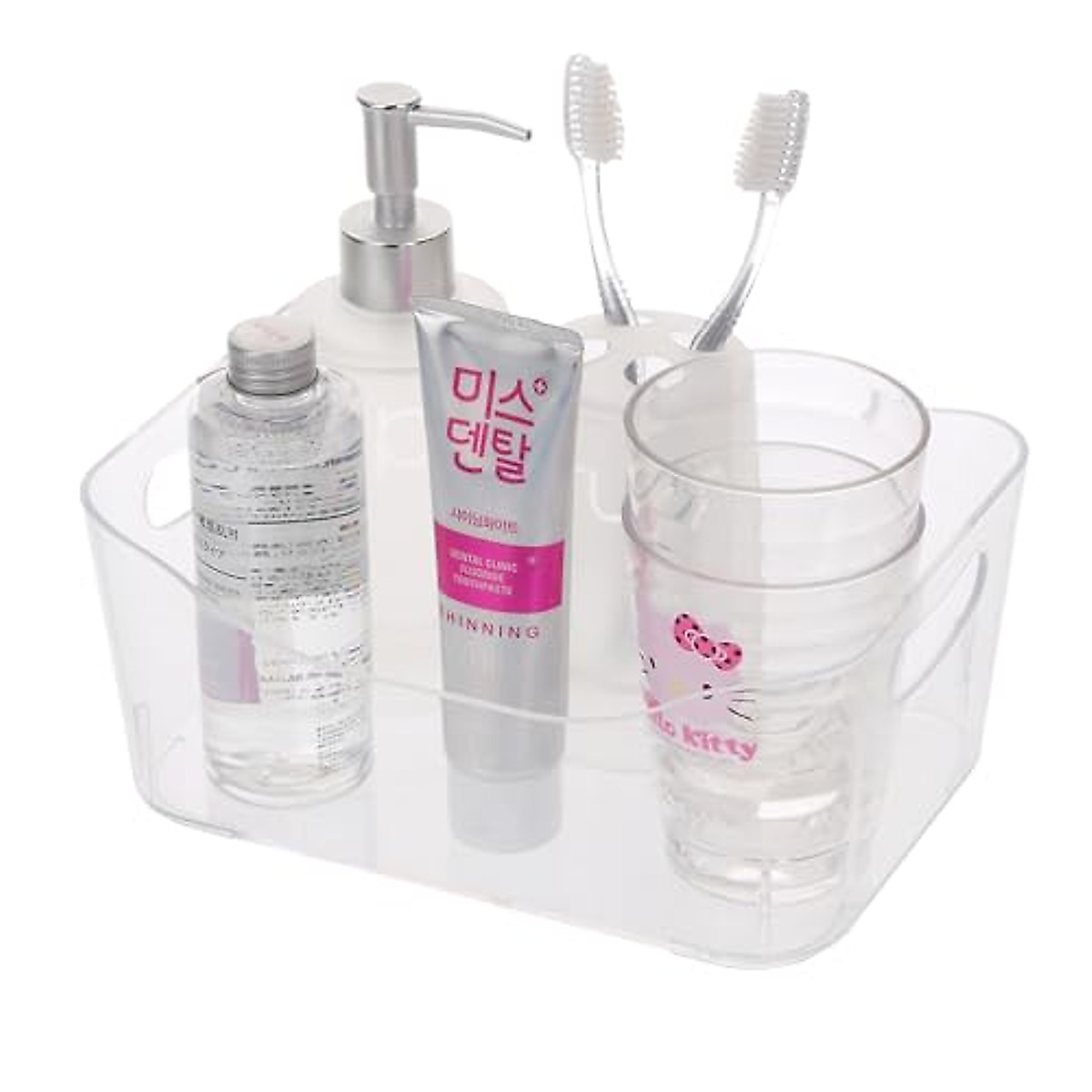 YBM HOME Storage Bins - Open Plastic Organizers and Storage Basket for Kitchen Pantry Organization, Under Sink Bathroom Storage, Toy Baskets, Food Storage Box Containers (Small - Clear 2 Packs)