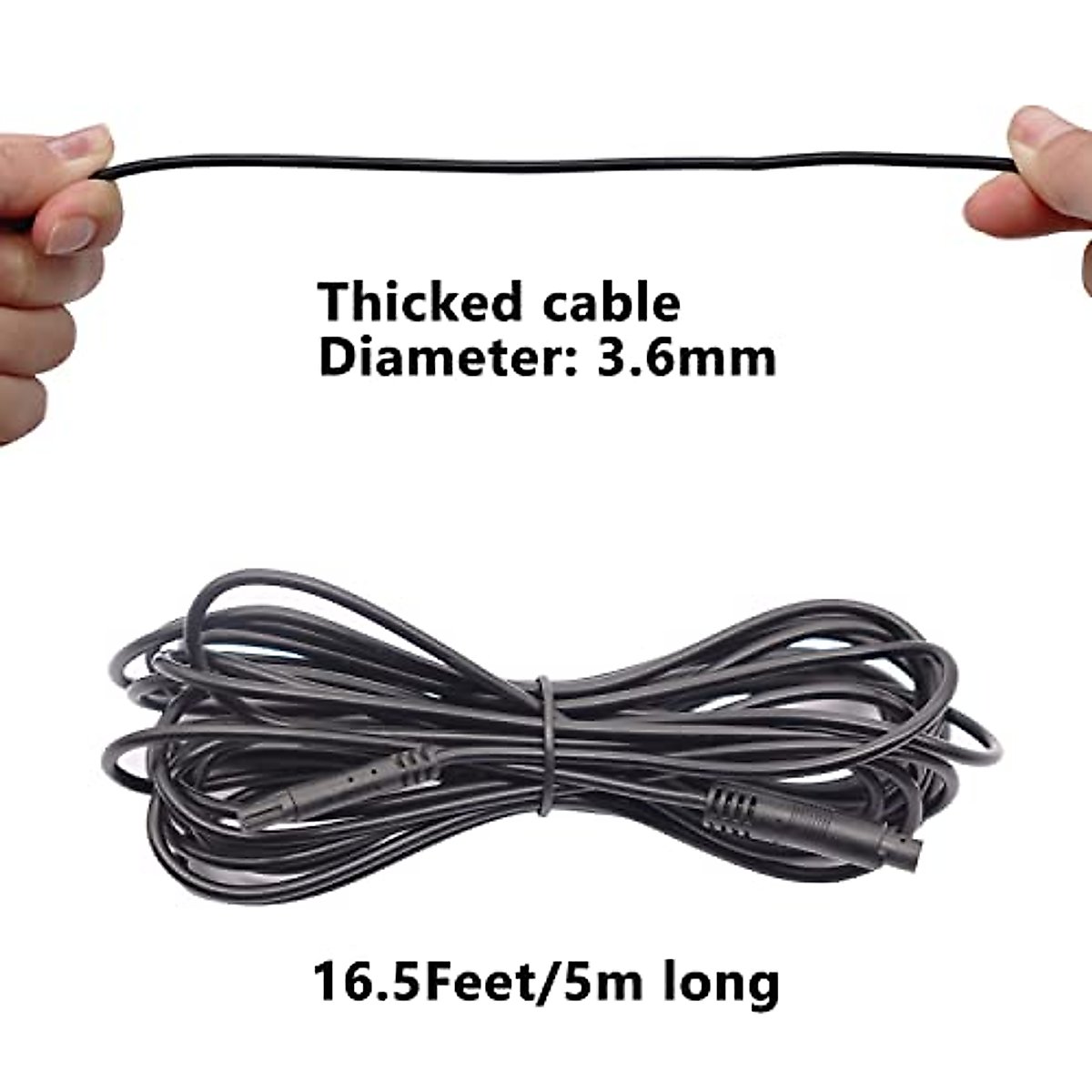 Aienxn 4 Pin 16.5 Ft Dash Cam Rear View Backup Camera Extension Cord for Car Backup Camera, Dash Cam Rear View Camera Q-054-16.5