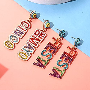 2 Pairs Mexican Earrings for Women, Beaded Fiesta Earrings Cinco De Mayo Earrings Statement Piñata Sombrero Chili Earrings Mexican Independence Day Earrings Holiday Jewelry Gifts (Style D)