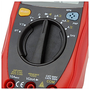 UT33A Digital Multimeter - UNI-T UT33A Handheld LCD Digital Multimeter Auto Range AC/DC Voltage DC Current Resistance Tester red+black