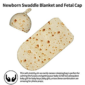 Burrito Swaddle Blanket with Hat Set, Tortilla Baby Stuff Swaddles Up New Born Soft Sleep Sacks Funny Shower for Baby Gifts Boys Girls