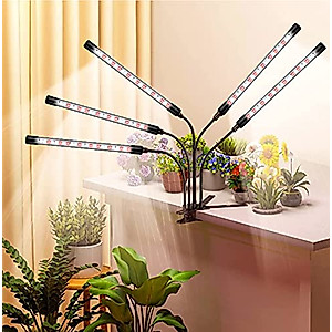 Plant Light for Indoor Plants - Red White Full Spectrum Plant Grow Light Adjustable Gooseneck 135 LED Grow Lamp with 3/9/12H Timer, 10 Dimmable Levels & 3 Switch Modes