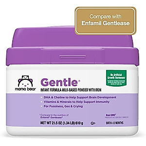 Amazon Brand - Mama Bear Gentle Baby Formula Milk-Based Powder with Iron, Complete Nutrition, Easy to Digest, 21.5 Ounce