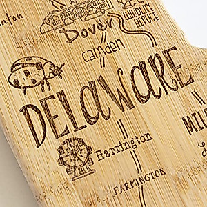 Totally Bamboo Destination Delaware State Shaped Serving and Cutting Board, Includes Hang Tie for Wall Display