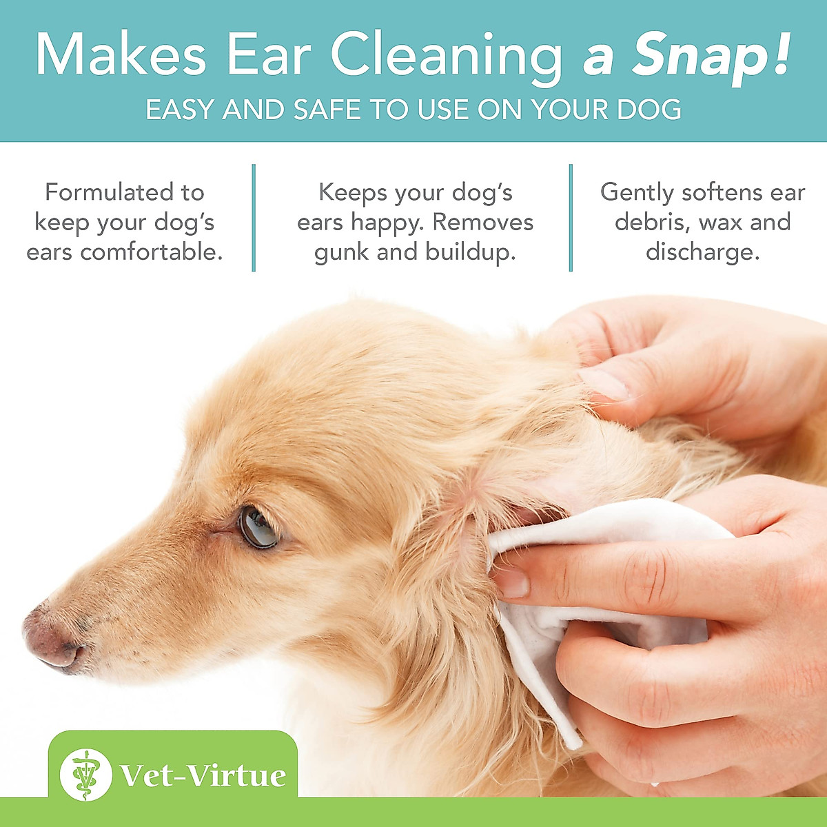 VET-VIRTUE Fragrance Free Ear Wipes for Dogs