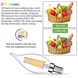 LANGREE E12 LED Candelabra Base Bulbs 5W Equivalent, 550lm, 2700K Soft White, CRI 80+, No Flickering, Long Lifespan, Dimmable, 10 Count